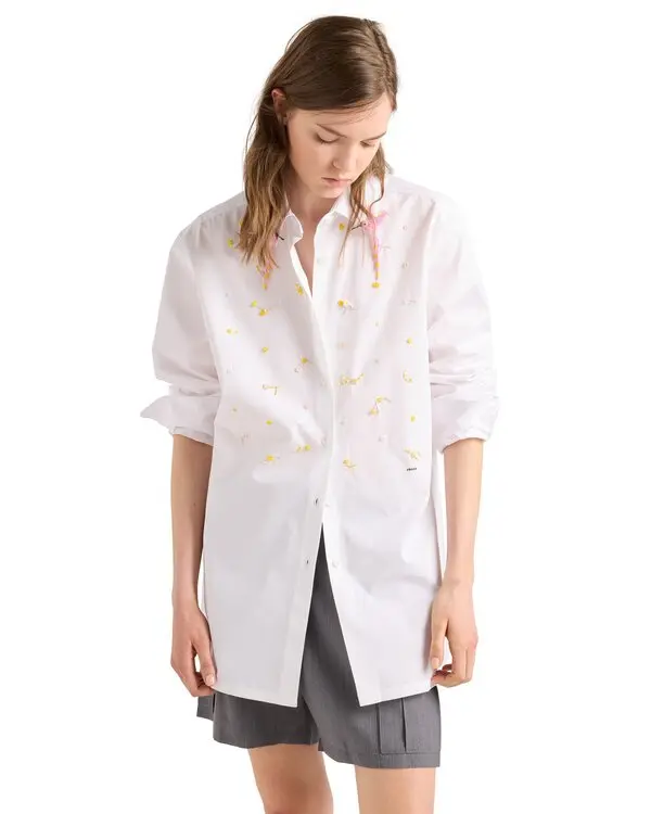 Prada Embroidered Poplin Shirt