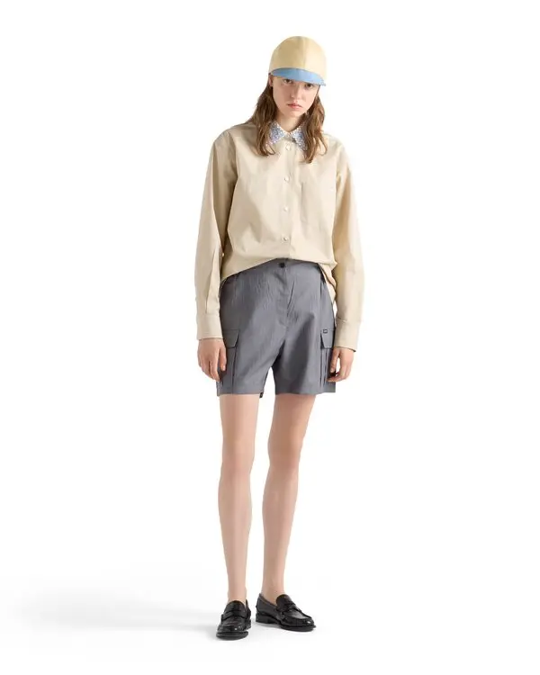 Prada Embroidered Poplin Shirt - Desert Beige