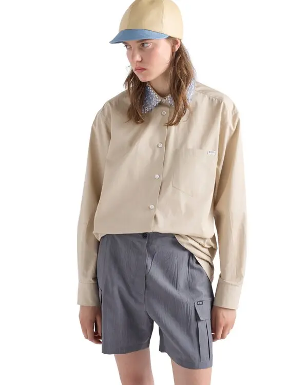 Prada Embroidered Poplin Shirt - Desert Beige