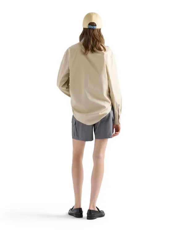 Prada Embroidered Poplin Shirt - Desert Beige