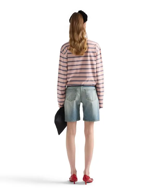 Prada Washed Denim Bermuda Shorts - Navy