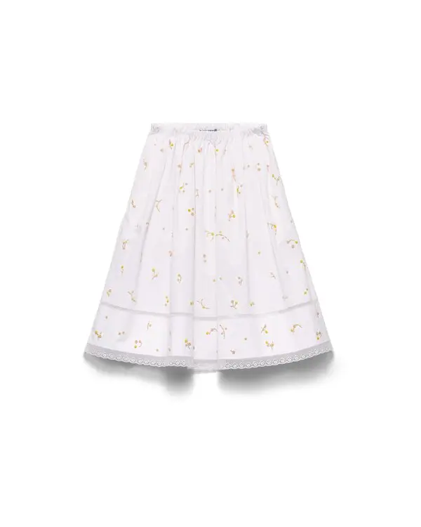 Prada Embroidered Poplin Midi Skirt