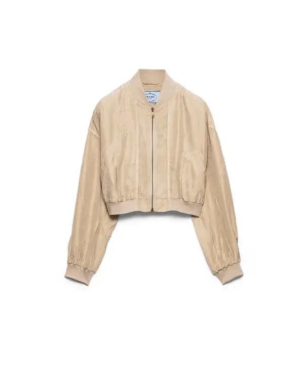 Prada Cropped Old Silk Bomber Jacket