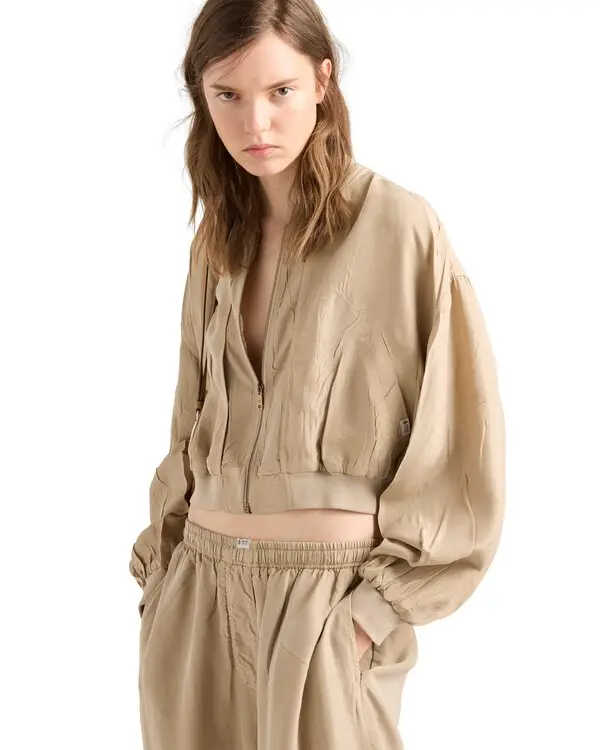 Prada Cropped Old Silk Bomber Jacket