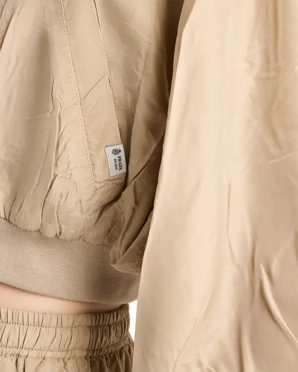 Prada Cropped Old Silk Bomber Jacket