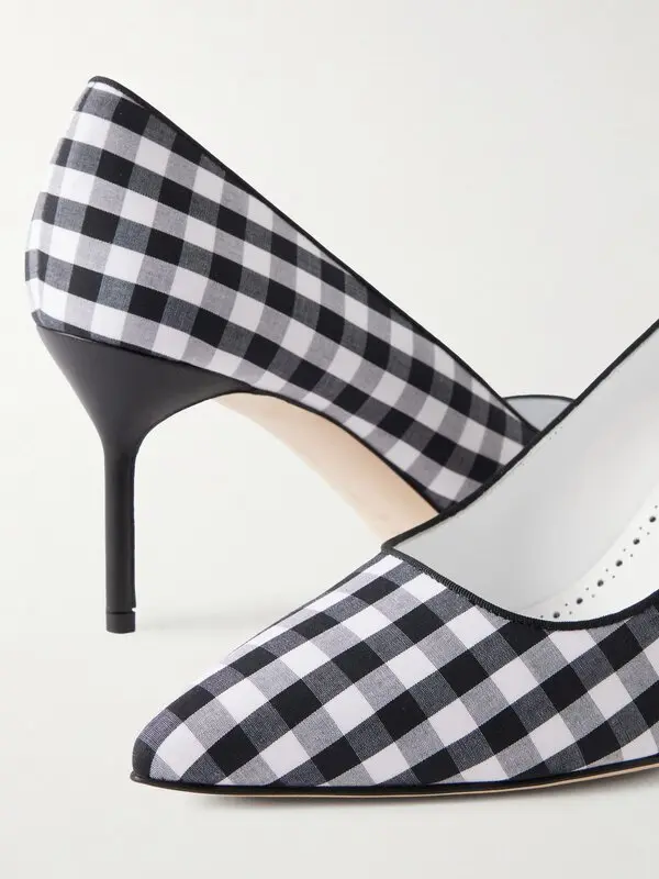 Manolo Blahnik Bb Checked Woven Pumps