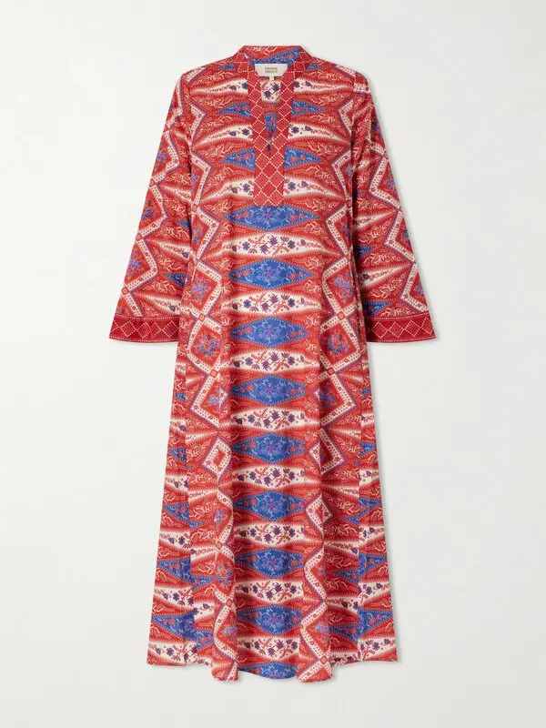 EMPORIO SIRENUSE Jenna Printed Cotton-voile Coverup - Red