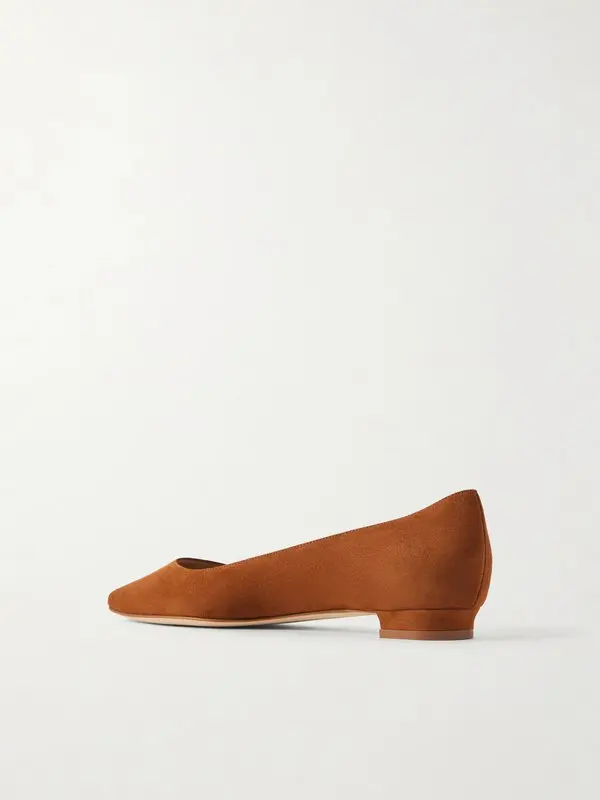 Manolo Blahnik Bb Suede Ballet Flats - Brown