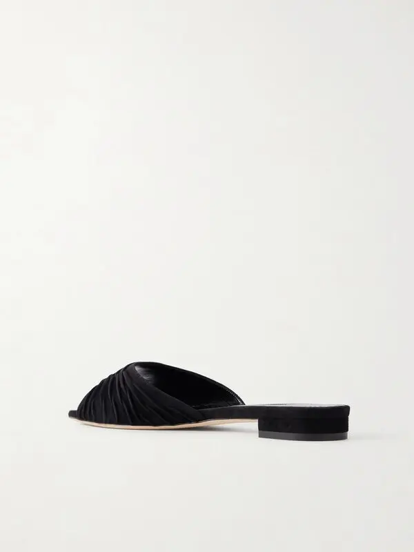 Manolo Blahnik Pirua Pleated Suede Sandals