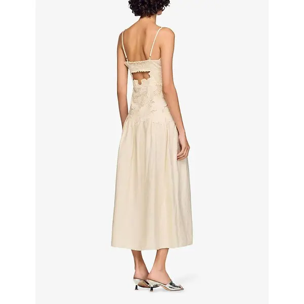 Sandro Sleeveless Floral Lace Maxi Dress - Ecru