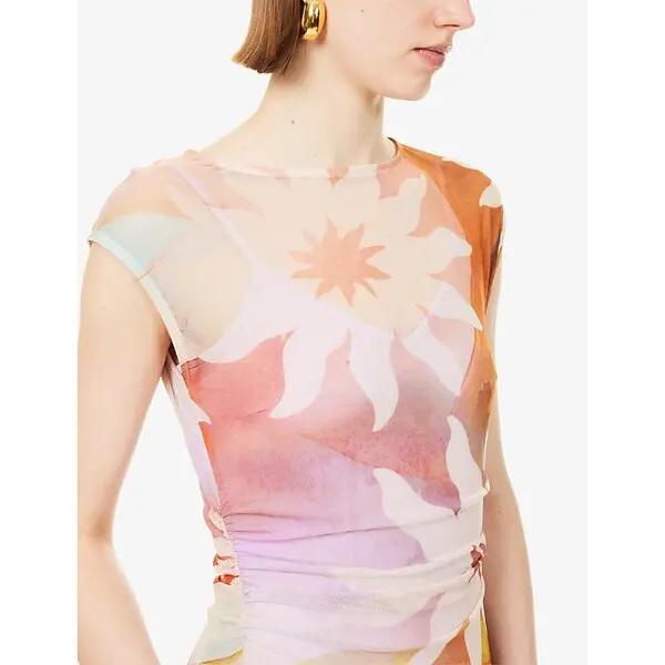 NEVER FULLY DRESSED Soleil Luna Printed Mesh Maxi Dress
