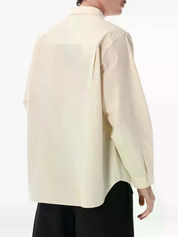 STILL BY HAND Band-collar Chest-pocket Shirt - Neutrals