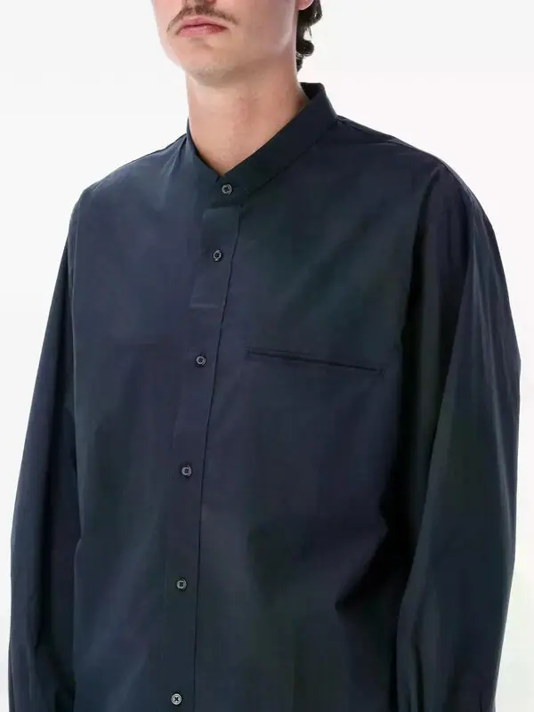 STILL BY HAND Band-collar Chest-pocket Shirt