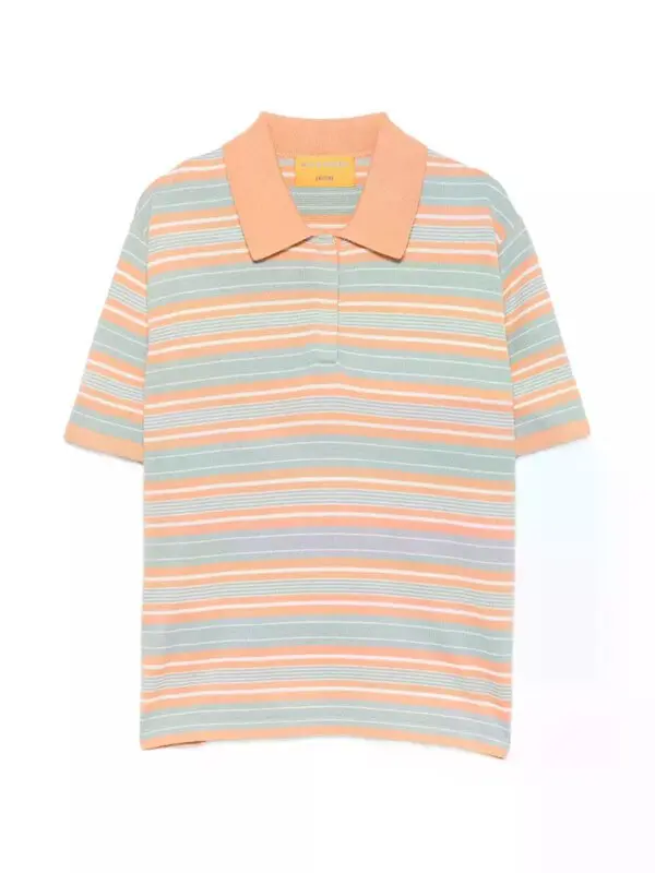 Guest In Residence Horizontal Stripe Polo Top - Orange
