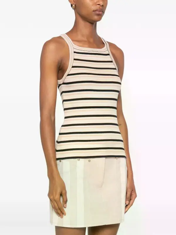Fendi Striped Ribbed-knit Tank Top - Pink