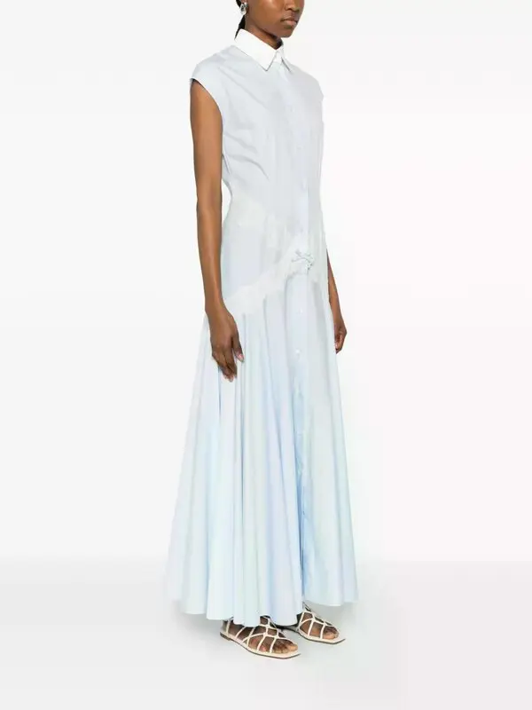 Viktor & Rolf Lace Trim Bow Detail Shirt Dress - Blue