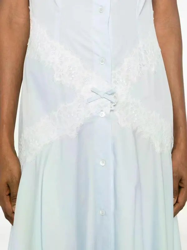 Viktor & Rolf Lace Trim Bow Detail Shirt Dress - Blue