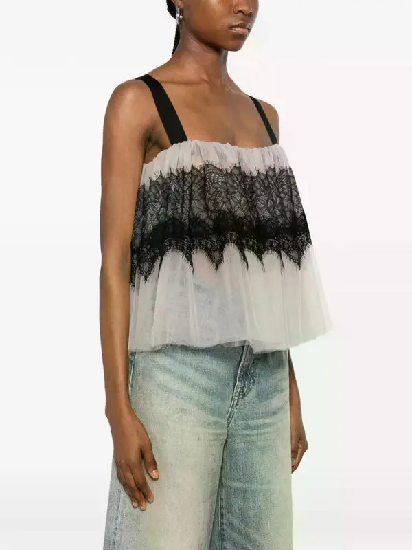 Viktor & Rolf Lace-trimmed Tulle Blouse