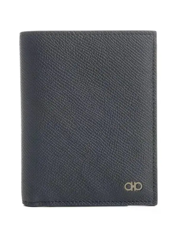 FERRAGAMO Mini Gancini-plaque Grained-leather Wallet - Blue
