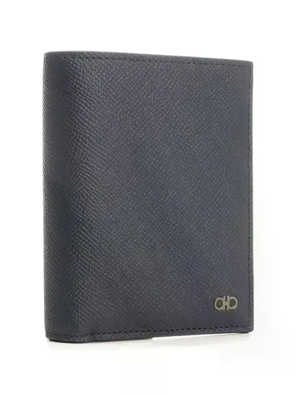 FERRAGAMO Gancini-plaque Grained-leather Wallet