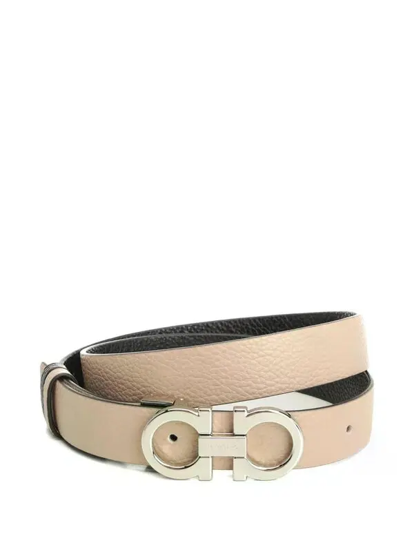 FERRAGAMO Gancini Reversible Textured-leather Belt - Neutrals
