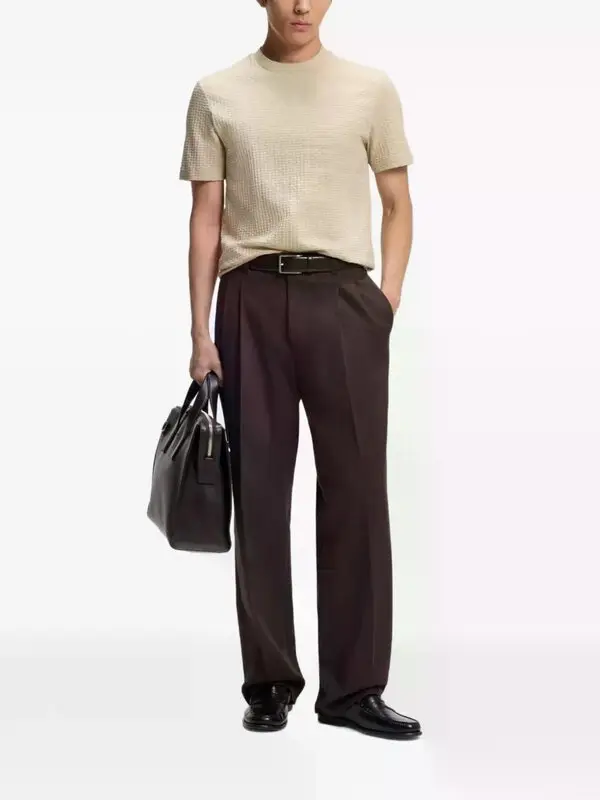 BOSS Textured Crew-neck T-shirt - Neutrals