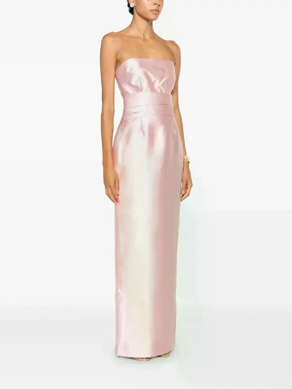Solace London Strapless Pleated Waist Maxi Dress