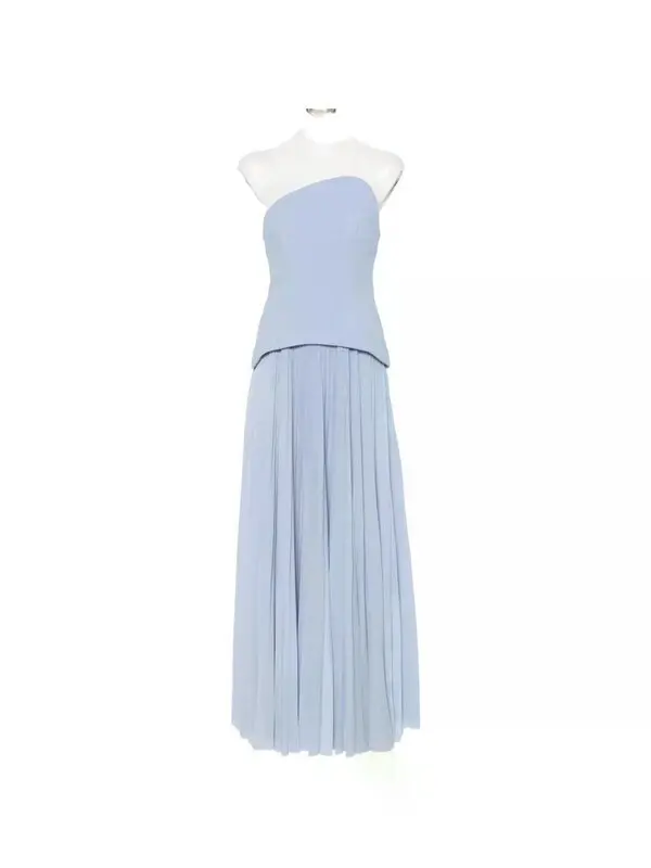 Solace London Britt Strapless Pleated Maxi Dress - Blue