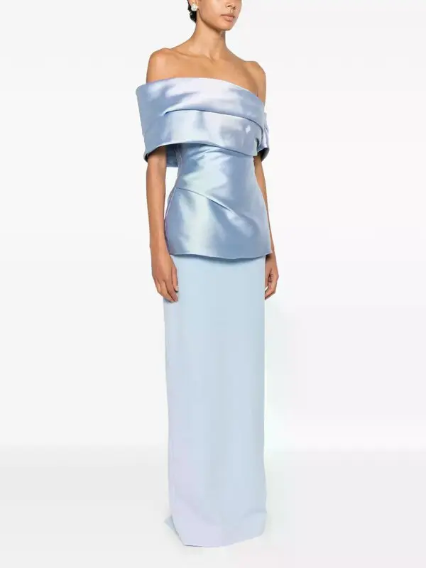 Solace London Off-shoulder Peplum Maxi Dress - Blue