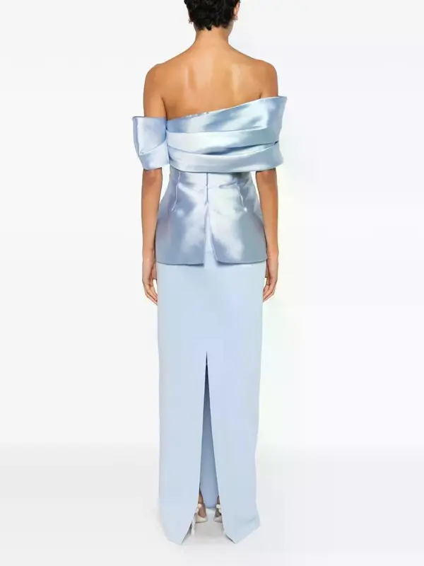 Solace London Off-shoulder Peplum Maxi Dress - Blue