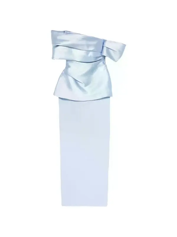 Solace London Off-shoulder Peplum Maxi Dress - Blue