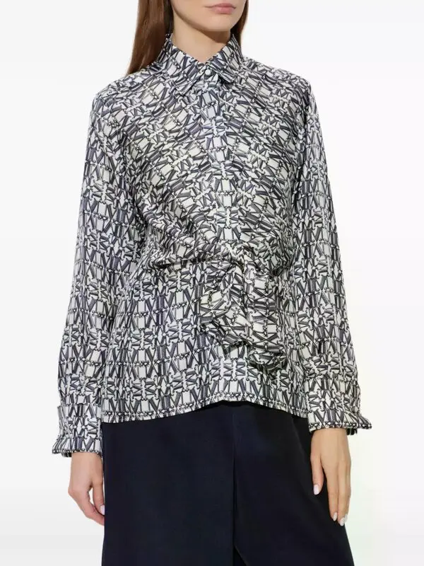 Max Mara Monogram-print Tie-waist Blouse - White