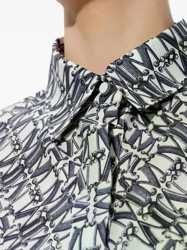 Max Mara Monogram-print Tie-waist Blouse - White