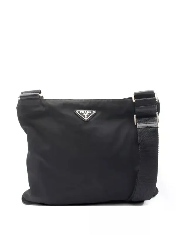 Prada 2000s Triangle-logo Shoulder Bag - Black