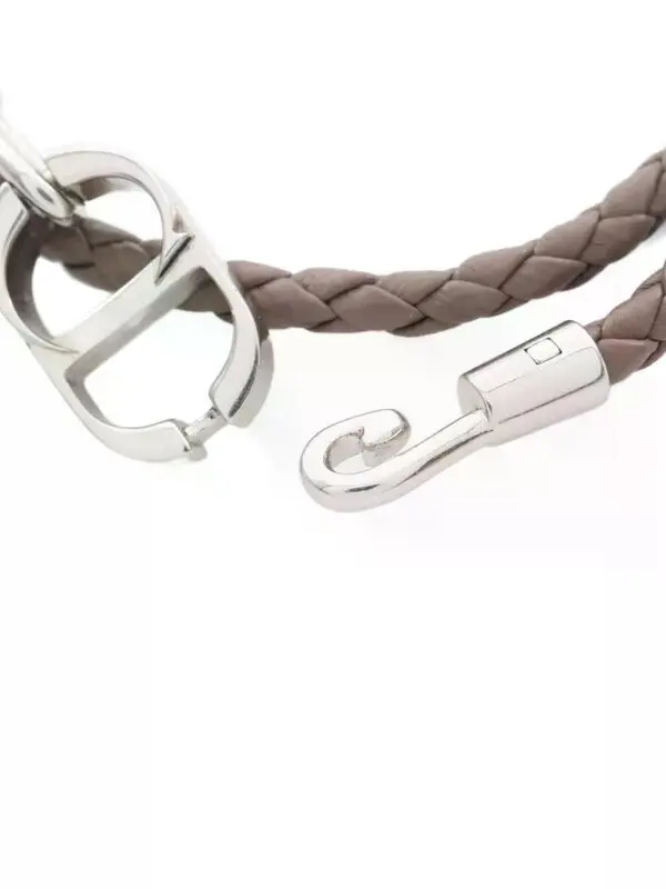 Dior Braided Leather Bracelet With Cd Icon Clasp - Silver