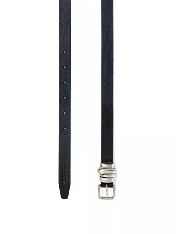 Closed Leather Buckle Fastening Belt - Black