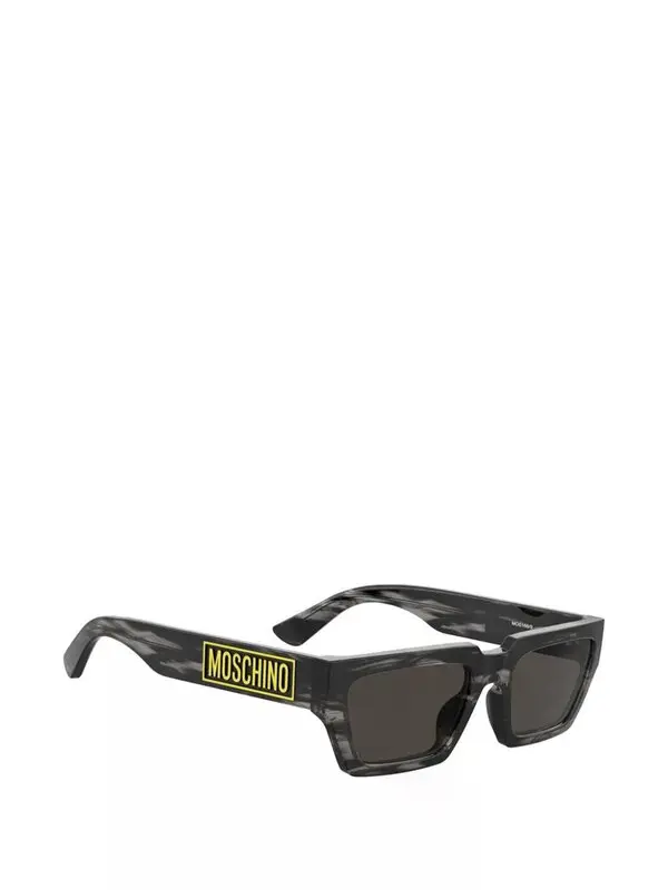 Moschino Logo Plaque Rectangle Frame Sunglasses