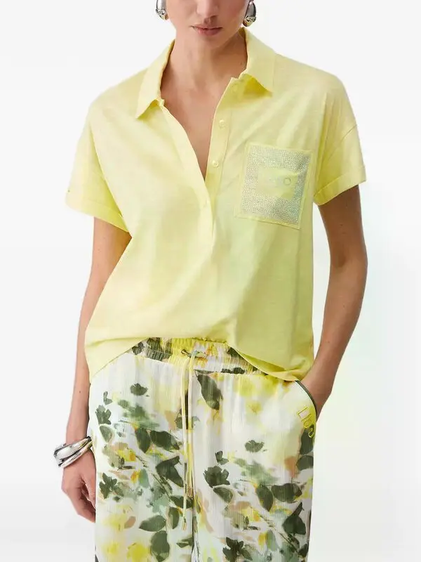 Liu Jo Embellished Pocket Polo Shirt - Yellow