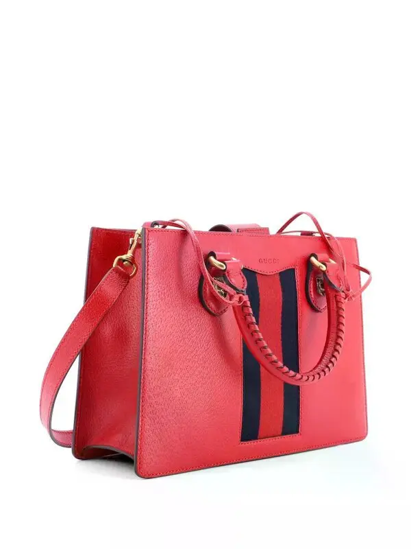 Gucci Animalier Web Top Handle Leather Medium Tote Bag