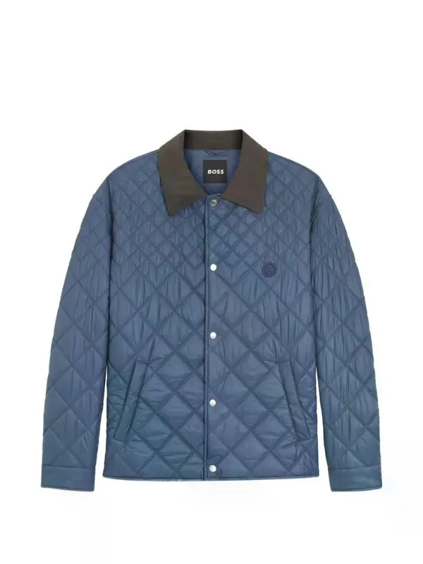 BOSS Quilted Collared Jacket - Blue