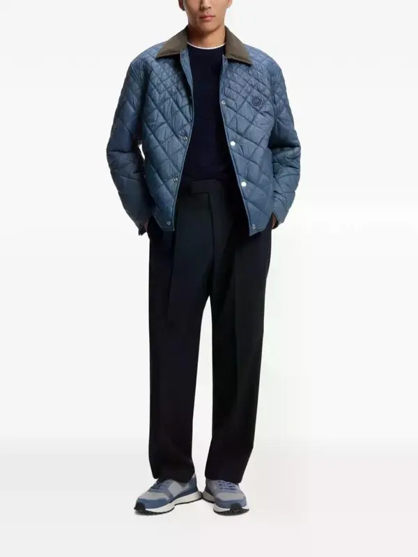 BOSS Quilted Collared Jacket - Blue