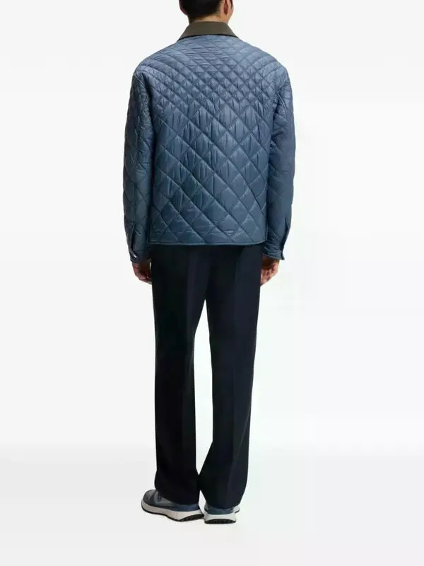 BOSS Quilted Collared Jacket - Blue
