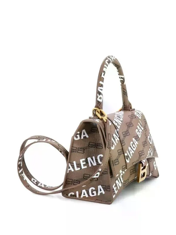Balenciaga Hourglass Top Handle Bag Monogram Coated Canvas Small Satchel