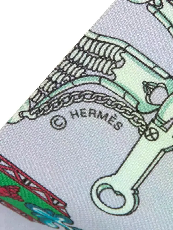 Hermès 1999-2007 Mors Et Gourmettes Remix Silk Twilly Scarf Scarves - Purple