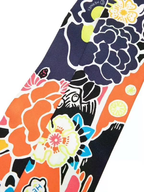 Hermès 2021-2026 Bingata Silk Twilly Scarf Scarves - Black