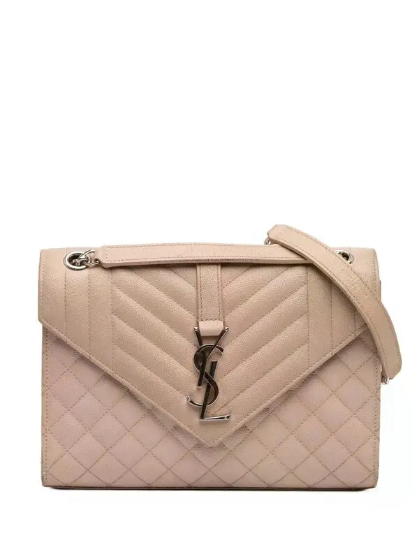 Saint Laurent Monogram Envelope Shoulder Bag - Brown