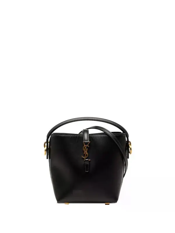 Saint Laurent Mini Shiny Calfskin Le 37 Bucket Bag Satchel - Black