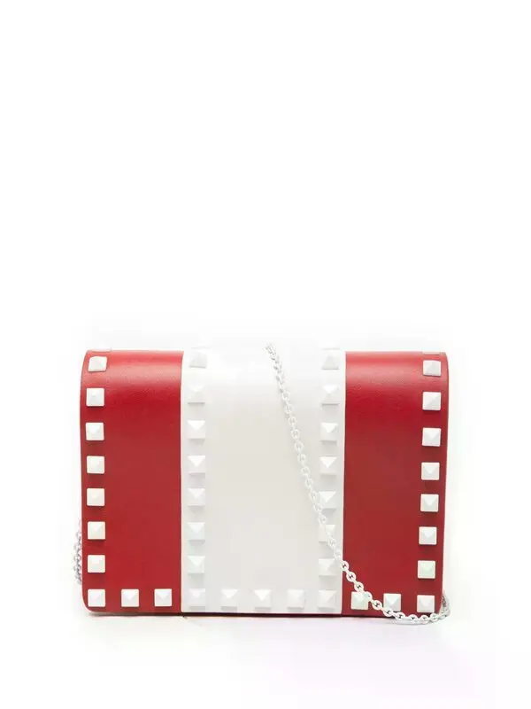 Valentino Garavani Leather Rockstud Wallet On Chain Crossbody Bag - Red