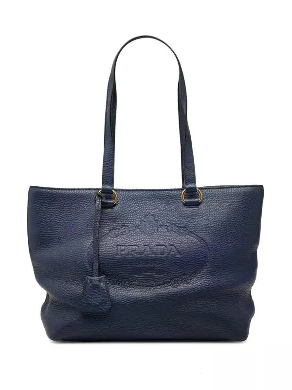 Prada 2010-2026 Vitello Daino Canapa Logo Tote Bag