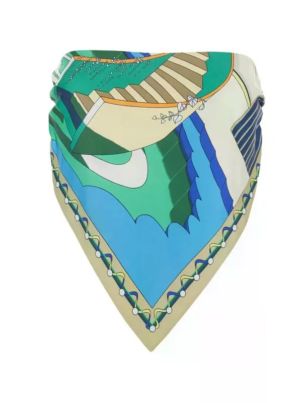 Tory Burch Printed Silk Scarf Top - Blue